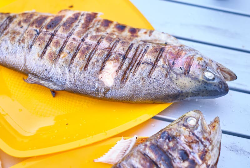 Fried Fish Grill on the Table Stock Image - Image of roast, prepare ...