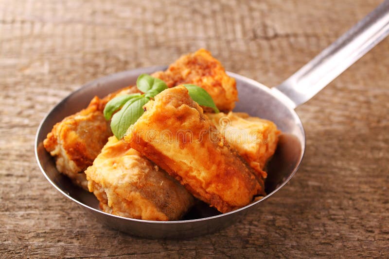 Fried Fish Hake in a Frying Pan Stock Image - Image of tasty, diet ...