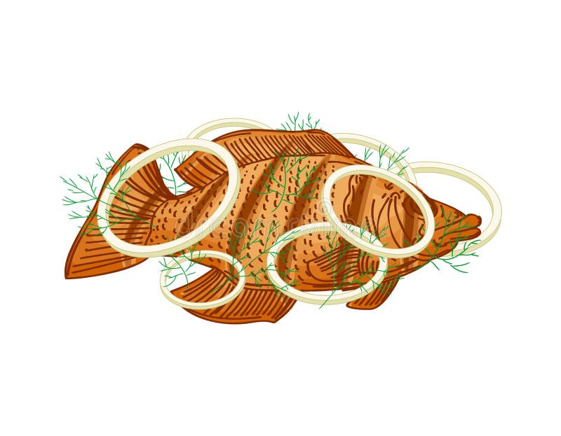 Fried Fish Isolated. Fried Perch Vector Illustration Stock Vector ...
