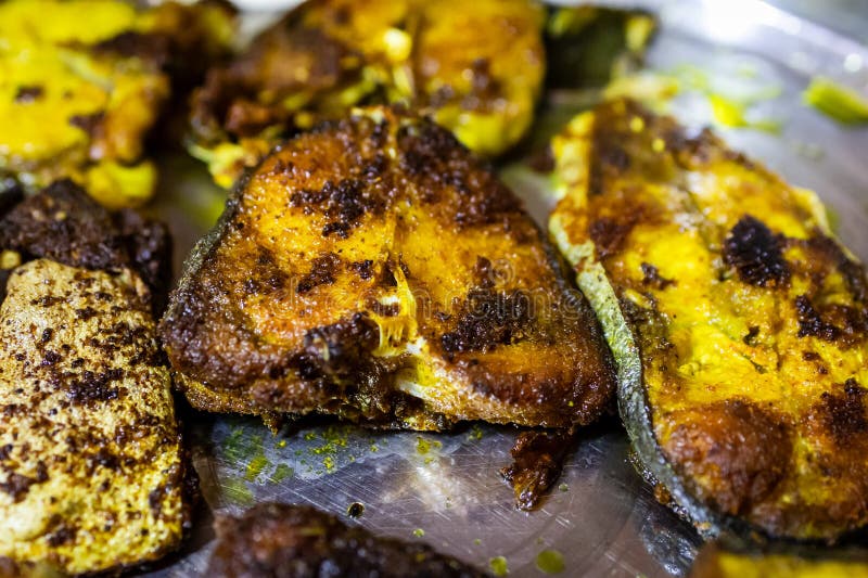 Fried Fish Kept at Steep Plat at Home from Different Angle Stock Image ...