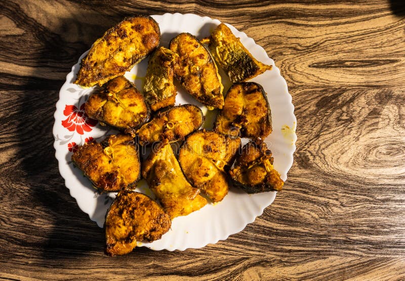 Fried Fish Kept at White Plat at Home from Different Angle Stock Image ...
