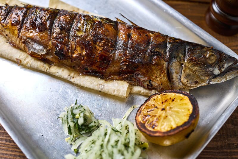 Fried Fish with Lemon on a Tray Stock Image - Image of fish, lemon ...