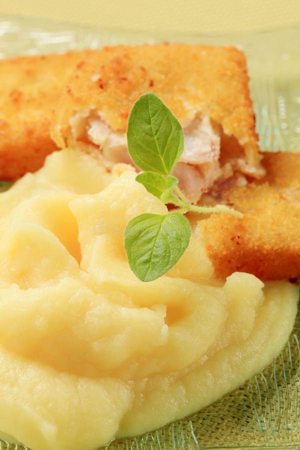 Fried Fish and Mashed Potato Stock Photo - Image of meal, fillet: 30688334