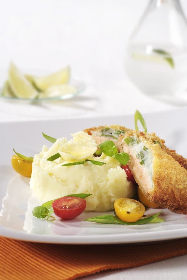 Fried Fish and Mashed Potatoes Stock Photo - Image of vegetable, cooked ...