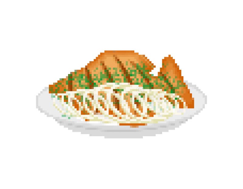 Fried Fish Pixel Art. 8 Bit Fried Perch Vector Illustration Stock ...