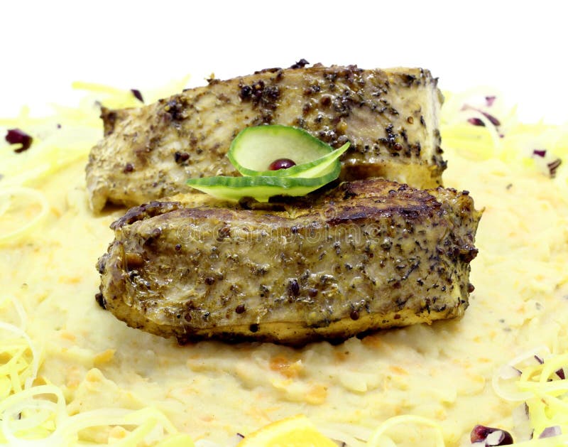 Fried Fish with Potato Pure Stock Image - Image of heat, meal: 28916425