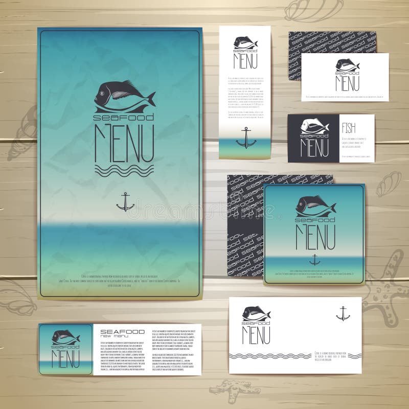 Seafood Restaurant Menu Concept Design. Corporate Identity Stock Vector ...