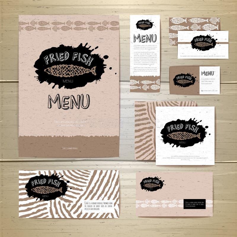Fried Fish Restaurant Menu Concept Design. Corporate Identity Stock ...