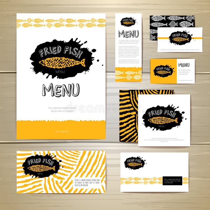 Fried Fish Restaurant Menu Concept Design. Corporate Identity Stock ...