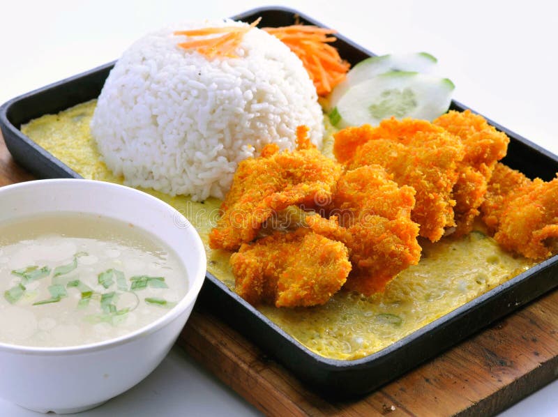 Fried fish with rice stock image. Image of plate, meal - 24353413