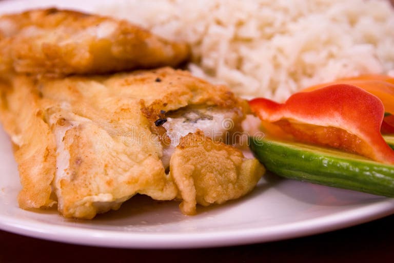 Fried fish with rice stock image. Image of pepper, dinner - 7724325