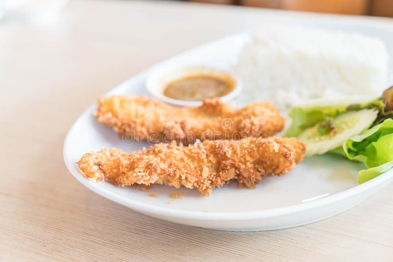 Fried fish with rice stock image. Image of gourmet, isolated - 87573169