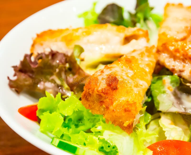 Fried fish salad 2 stock image. Image of meal, appetizer - 27106001