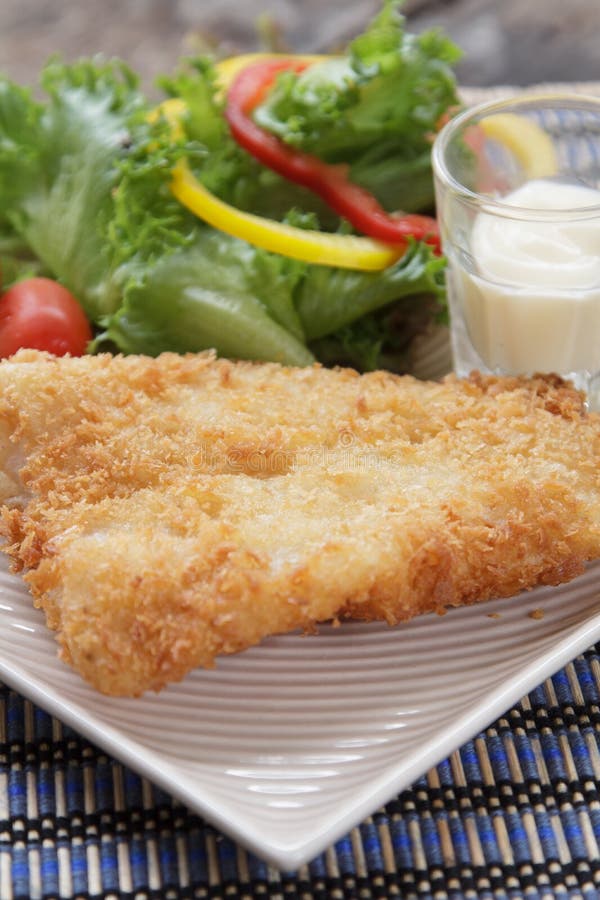 Fried fish and salad stock photo. Image of garnish, nutrient - 32792824