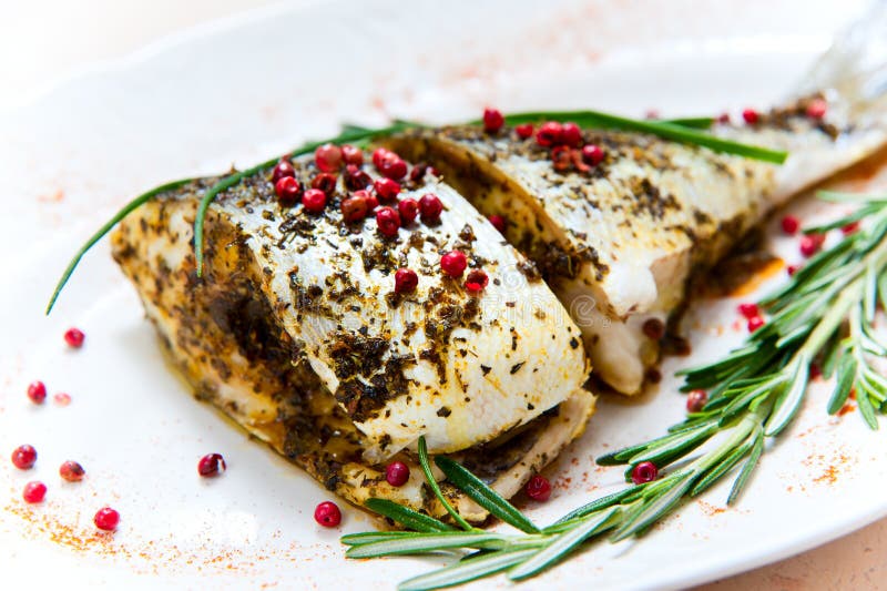 Fried Fish with Spices and Lemon Stock Photo - Image of gourmet ...