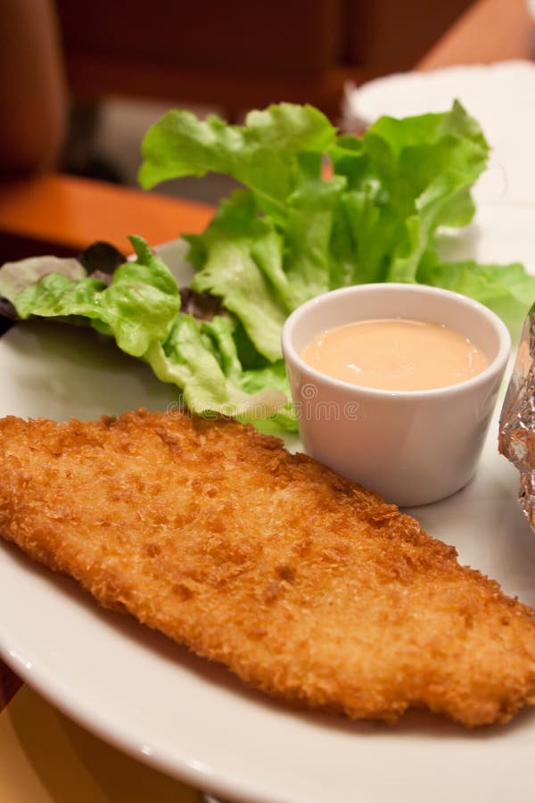 Fried fish steak stock image. Image of garnish, gourmet - 26114133