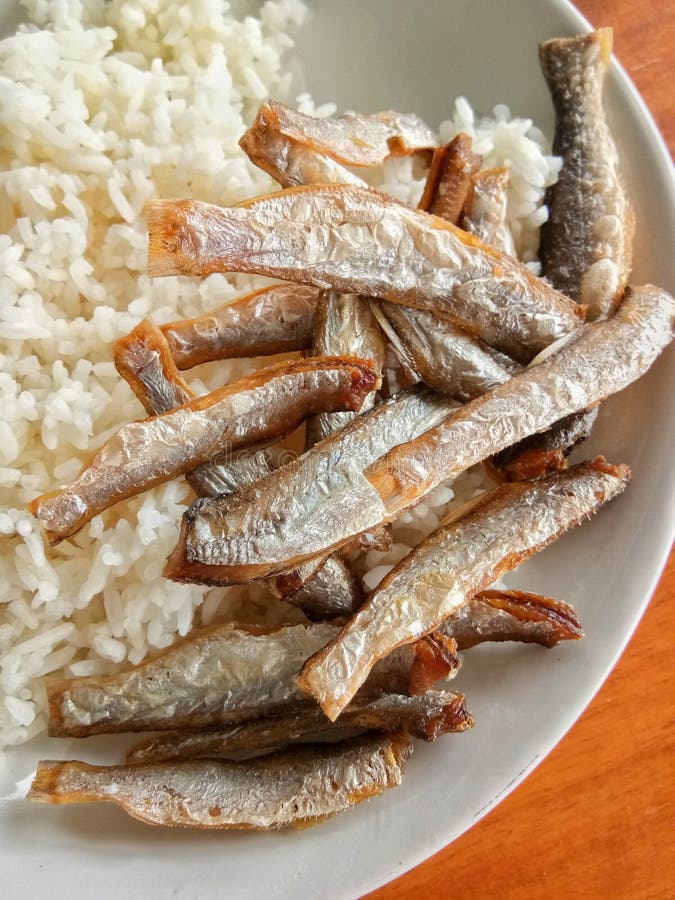 Fried Fish with Steamed Rice Stock Photo - Image of menu, fish: 118954180