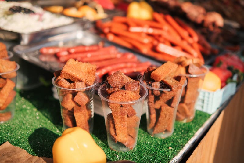 Fried Fish Sticks in a Plastic Cups Stock Image - Image of closeup ...