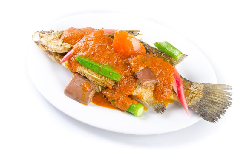 Fried fish with vegetable stock photo. Image of cuisine - 36549420