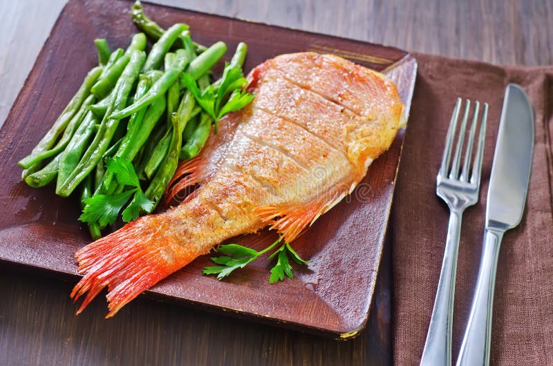 Fried fish stock photo. Image of healthy, dish, potato - 41660112