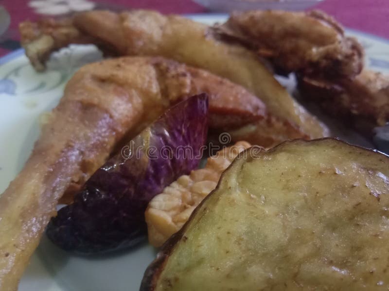 Fried free-range chicken stock image. Image of steak - 203858443