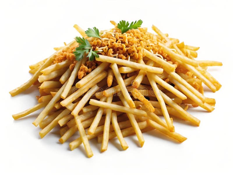 Fried fries on the plate stock illustration. Illustration of gourmet ...