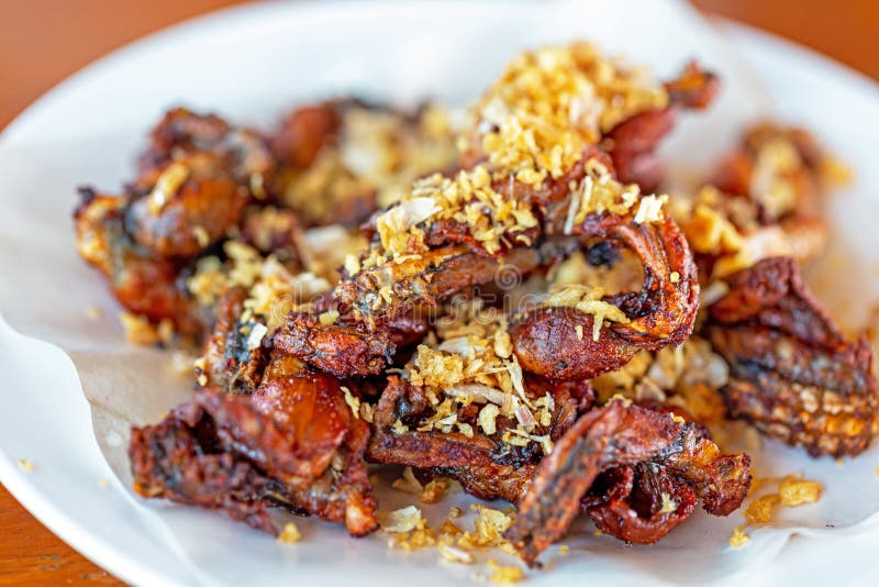 Fried Frog with Garlic stock image. Image of garlic - 214269517