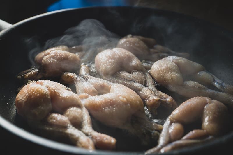 Fried frog legs on pan stock photo. Image of fried, asian - 212725438