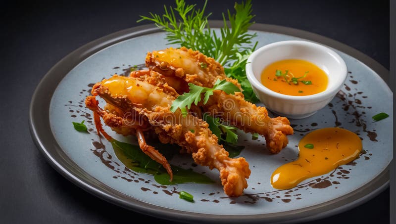 Fried frog legs on a plate stock illustration. Illustration of ...