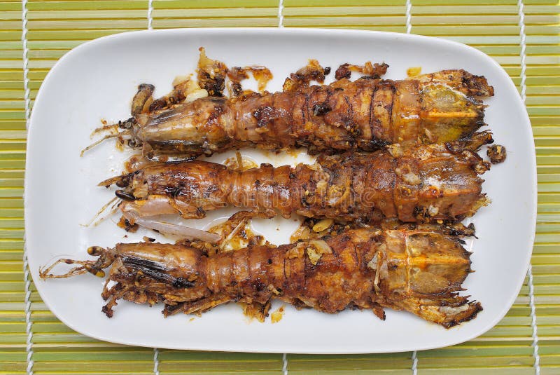 Fried garlic Mantis shrimp stock image. Image of shell - 33703711