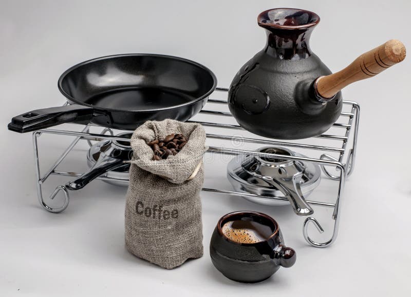 Fried Green Coffee Beans and Cooking on Fire Stock Photo - Image of ...