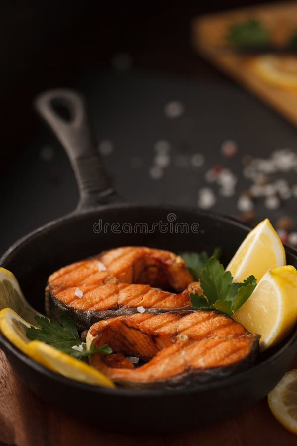 Fried or grilled fish stock photo. Image of fish, piece - 111481470