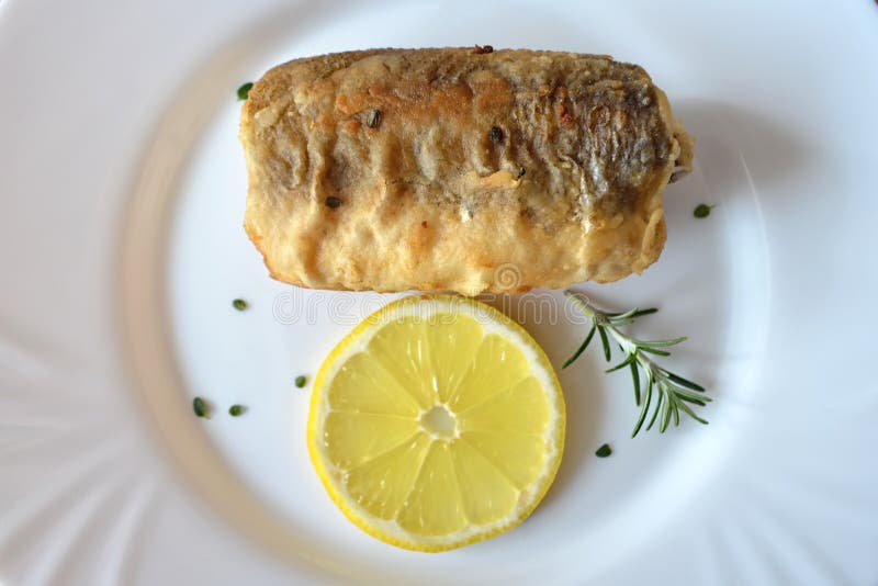 Fried Hake Fish on the Plate Stock Image - Image of piece ...