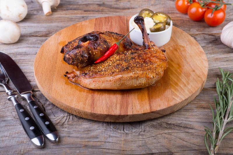 Fried half chicken stock image. Image of meal, roasted - 93147577