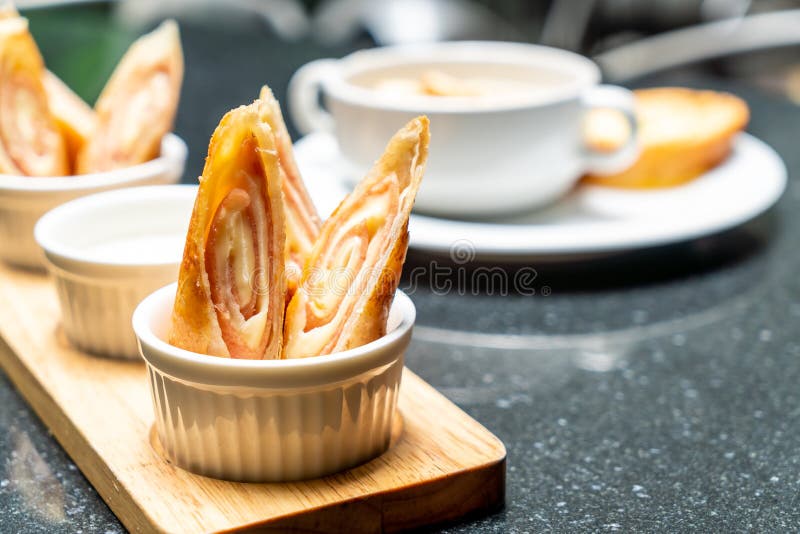 Fried Ham and Cheese Spring Rolls Stock Image - Image of roll, spring ...