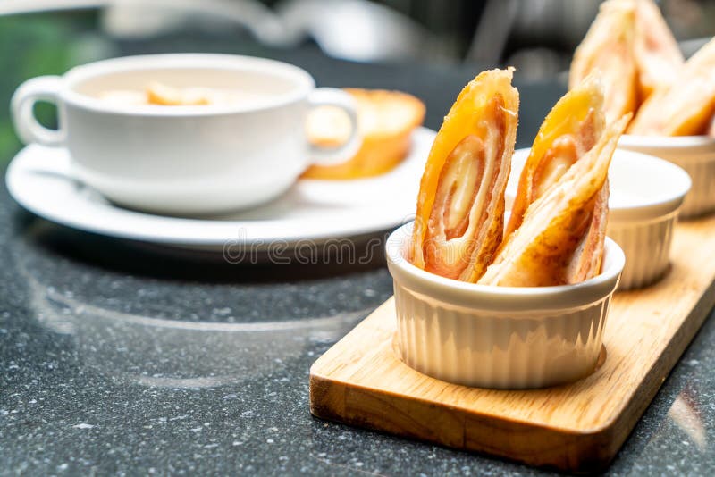 Fried Ham and Cheese Spring Rolls Stock Photo - Image of nutrition ...