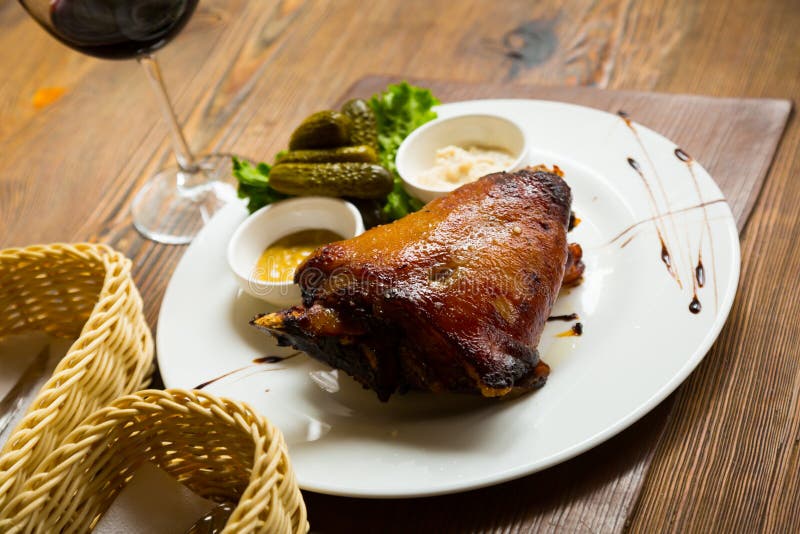 Fried ham knuckle stock image. Image of hock, balanced - 82777679