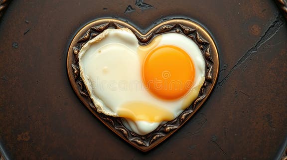 Fried heart-shaped egg stock image. Image of love, eggs - 359603905