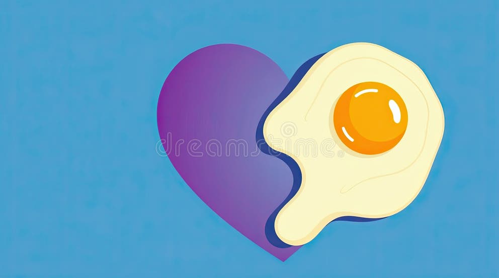 Fried heart-shaped egg stock image. Image of product - 359603927