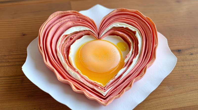 Fried heart-shaped egg stock image. Image of protein - 359604179