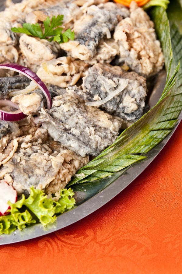 Fried herring dish stock image. Image of fishes, style - 38745331