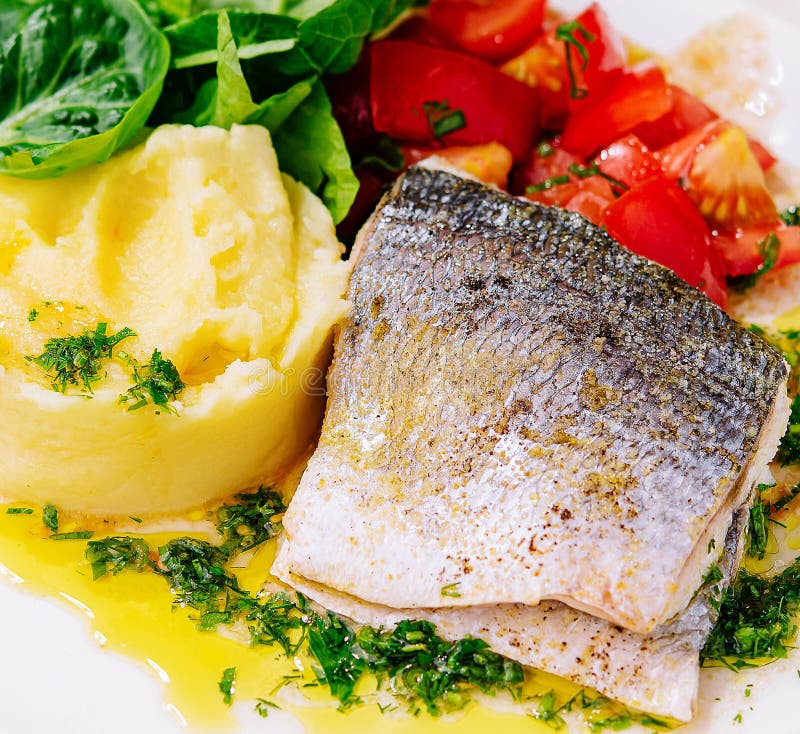 Fried Herring Fillets with Mashed Potatoes Stock Photo - Image of ...