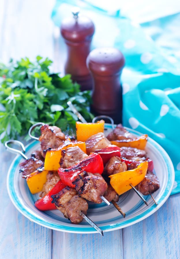 Fried kebab stock image. Image of meat, fried, bamboo - 66005029