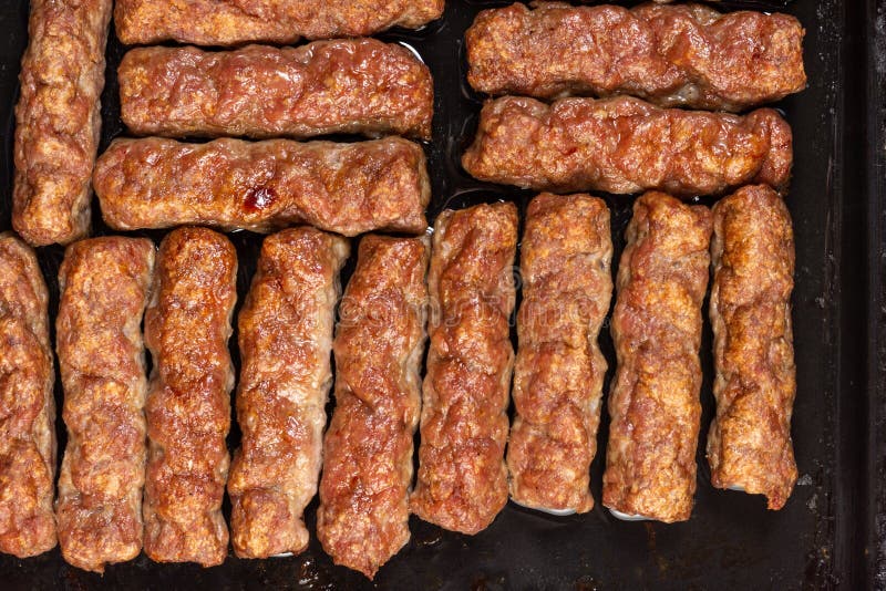 Fried Kebabs on Barbecue Served on the Black Tray Stock Photo - Image ...