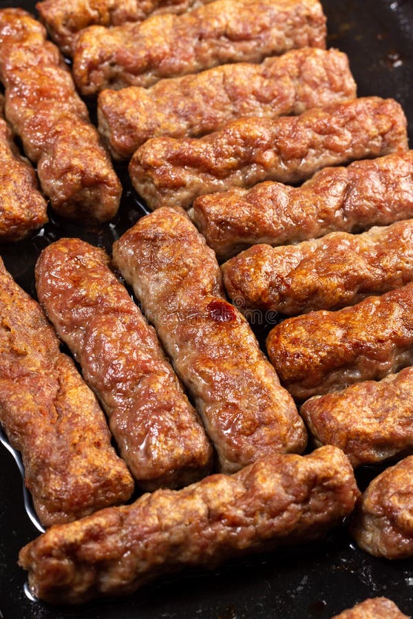 Fried Kebabs on Barbecue Served on the Black Tray Stock Image - Image ...