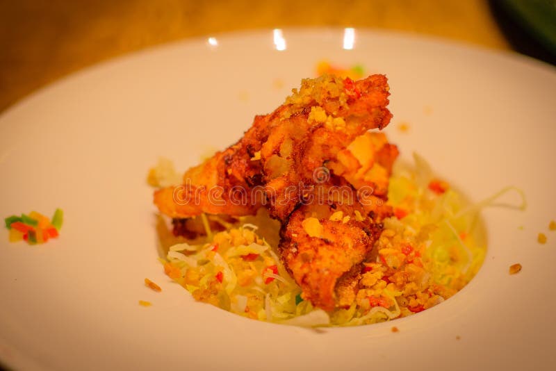 Fried Little Yellow Croaker Fish with Salt and Chili Pepper Stock Image ...