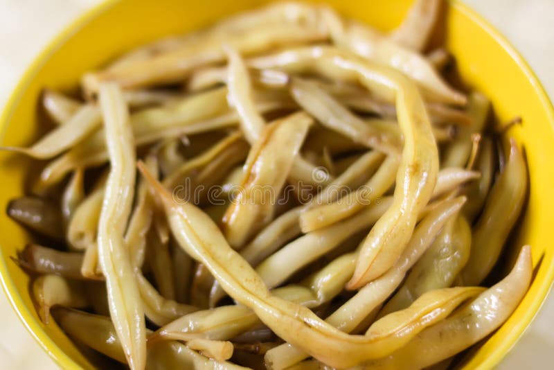 Fried French Beans in Yellow Ceramics Cup. Stock Image - Image of beans ...