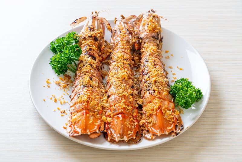 Fried Mantis Shrimp with Garlic Stock Photo - Image of cooking, kitchen ...