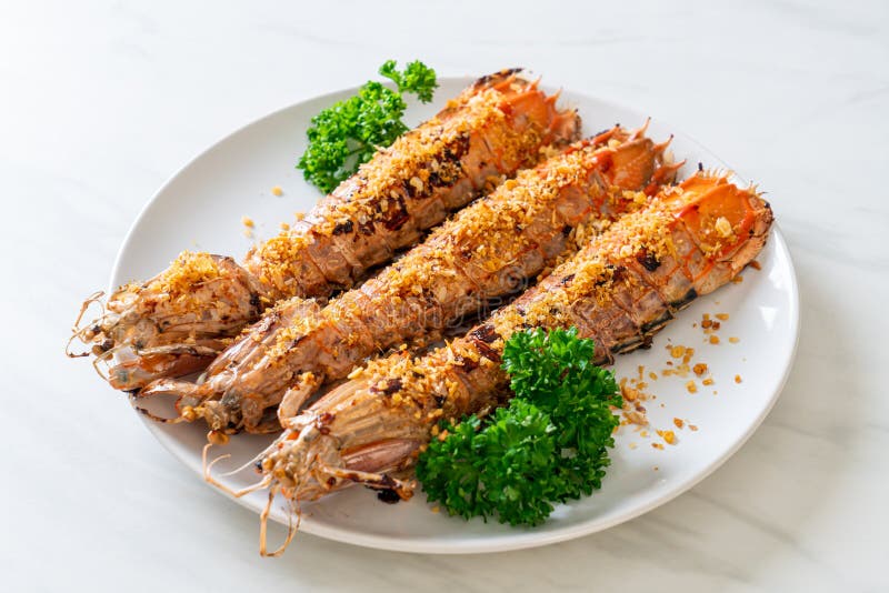 Fried Mantis Shrimp with Garlic Stock Image - Image of mantis, cooked ...
