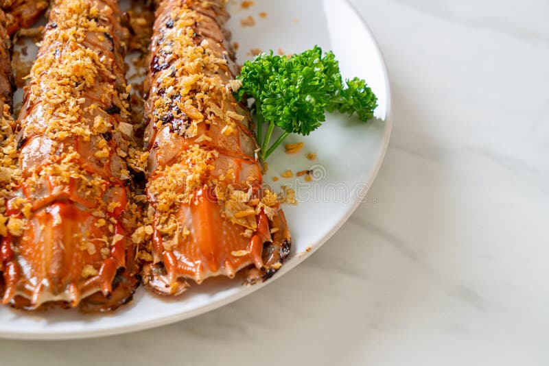 Fried Mantis Shrimp with Garlic Stock Image - Image of garlic, cuisine ...